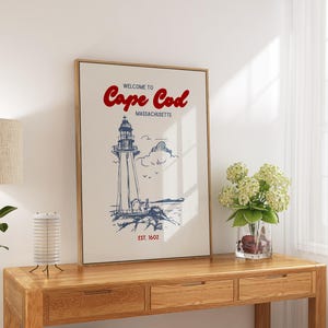 Cape Cod Lighthouse Art Print | Coastal Nautical Wall Art (digital ...
