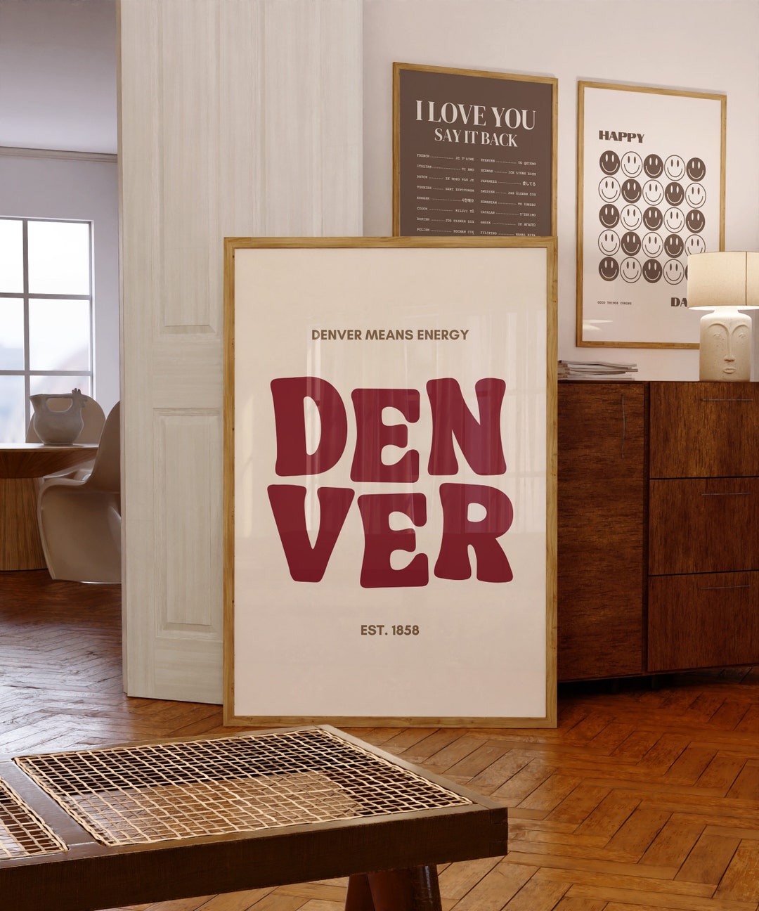 Denver Typography Art Print | Colorado Red Wall Art | Denver Apartment ...