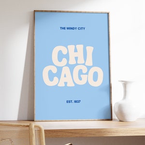 Chicago Typography Art Print | Chi-town Blue Wall Art | Chicago ...