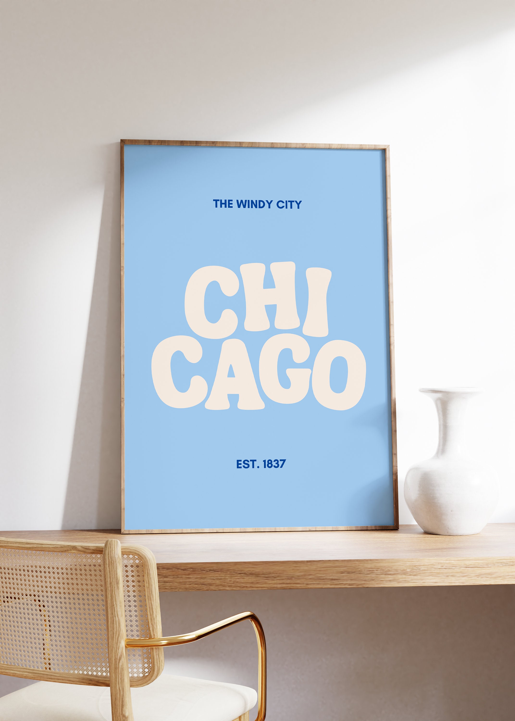Chicago Typography Art Print | Chi-town Blue Wall Art | Chicago ...
