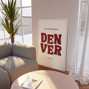 Denver Typography Art Print | Colorado Red Wall Art | Denver Apartment ...