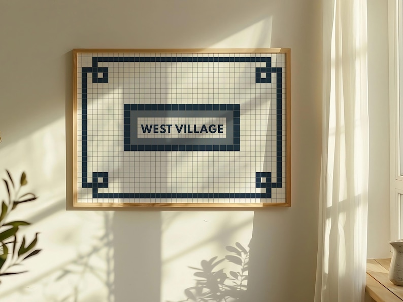 Vintage New York Subway Tile Print | NYC West Village Retro Wall Art ...
