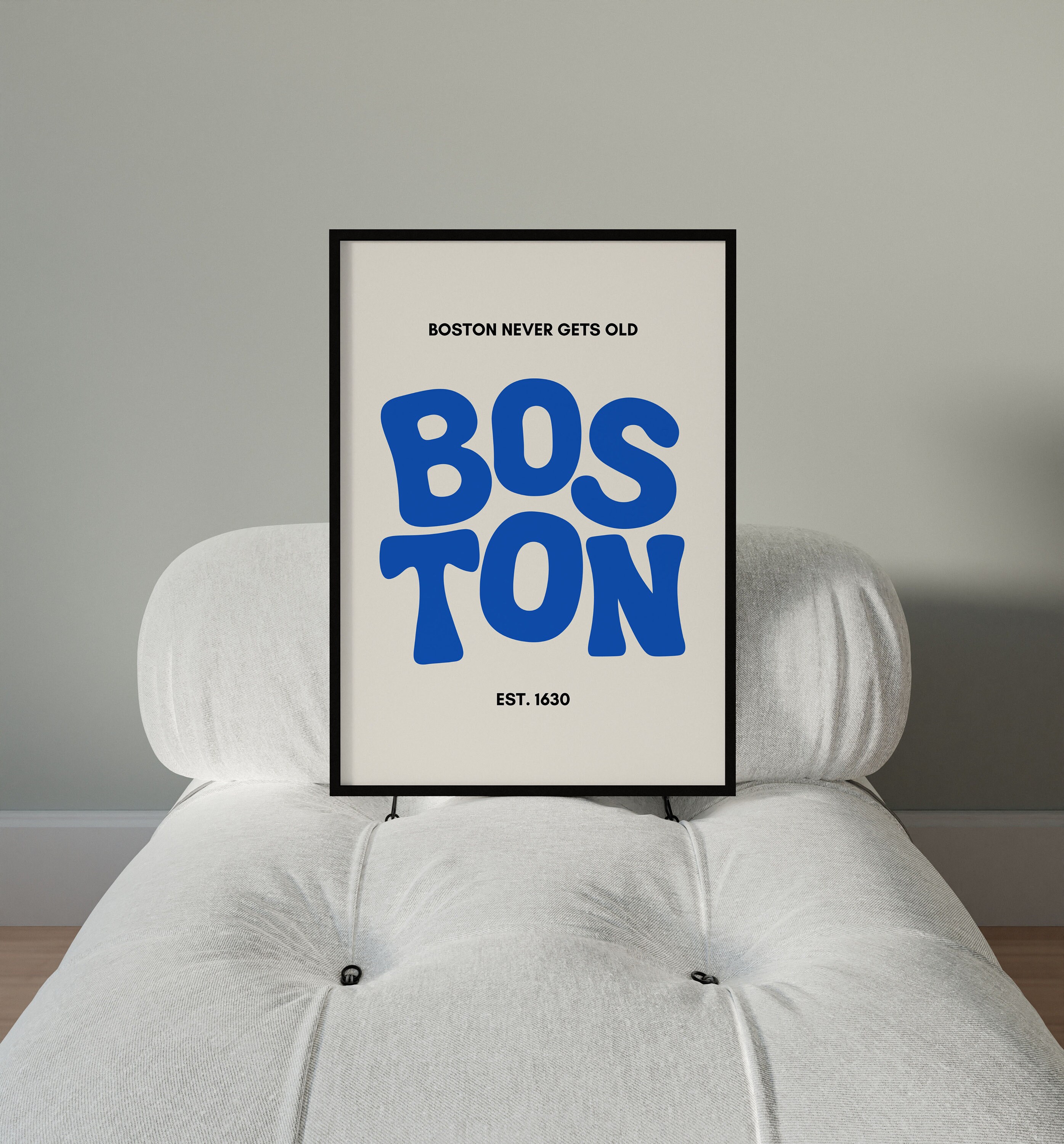 Boston Typography Art Print Boston Wall Art Blue Massachusetts City Art ...