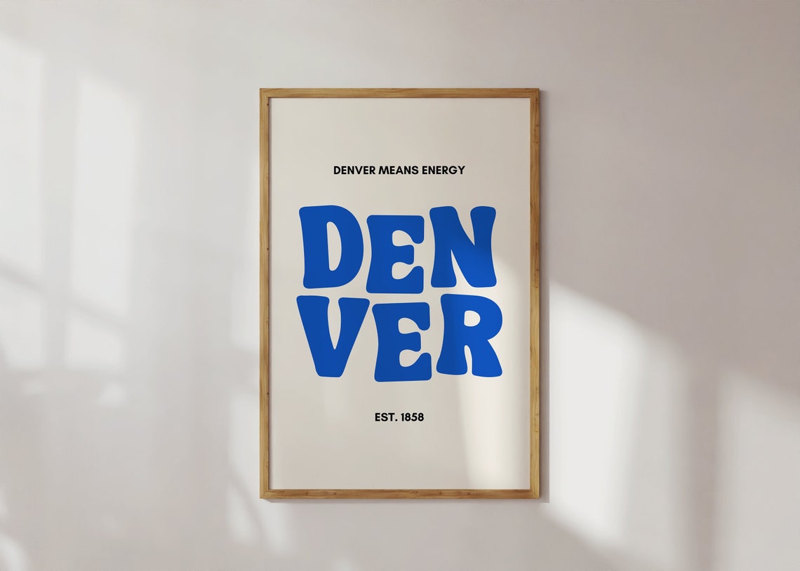Denver Typography Art Print | Colorado Blue Wall Art | Denver Apartment ...