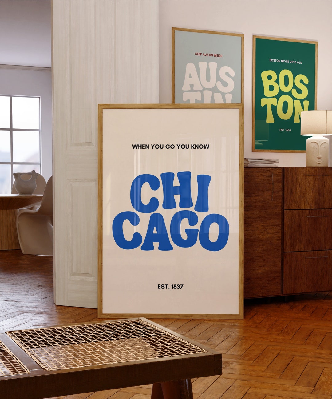 Chicago Typography Art Print | Chi-town Blue Wall Art | Chicago ...