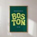 Boston Typography Art Print | Green Massachusetts City Wall Art ...