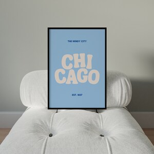 Chicago Typography Print | Chi-town Blue Wall Art (digital Download) - Etsy