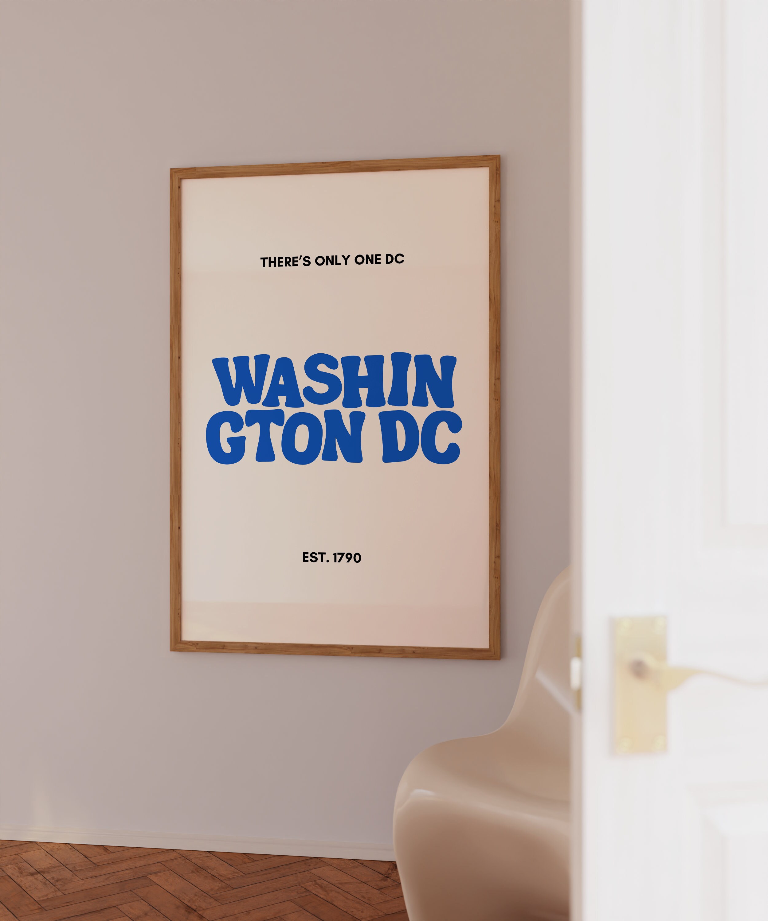Washington DC Typography Art Print | D.C. Wall Art Blue | District of ...