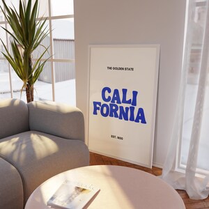 California Typography Art Print | the Golden State Blue Wall Art ...