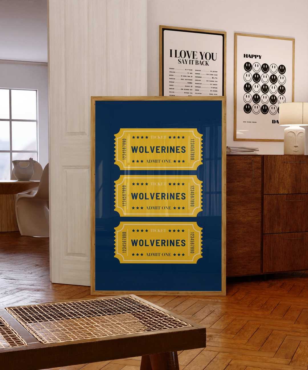 Wolverines Vintage Art Print University of Michigan Dorm Wall Poster ...