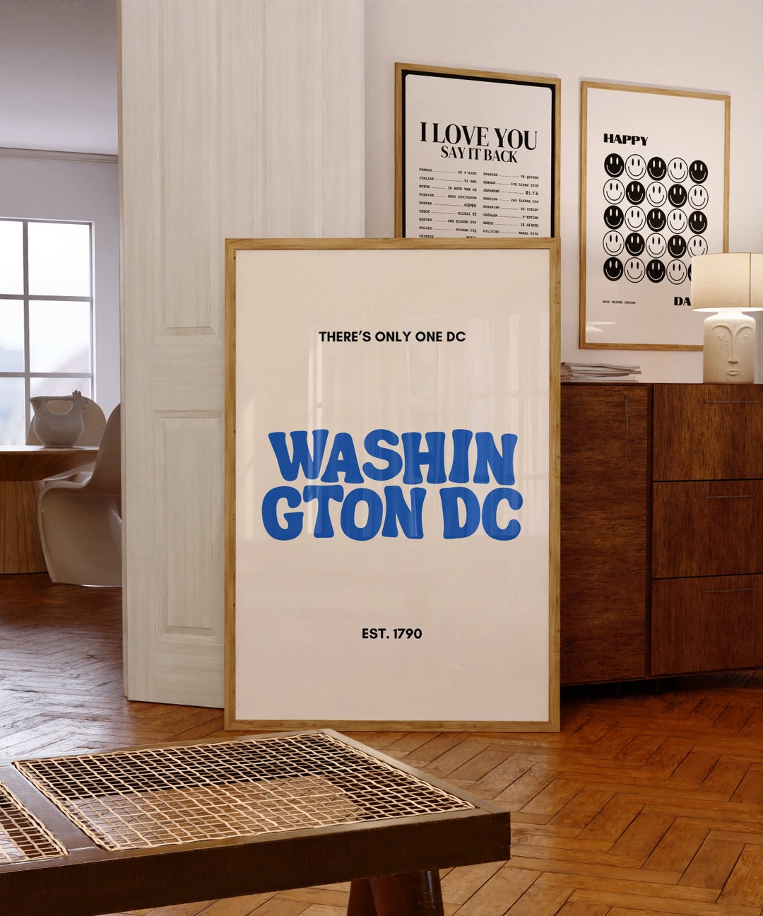 Washington DC Typography Art Print | D.C. Wall Art Blue | District of ...