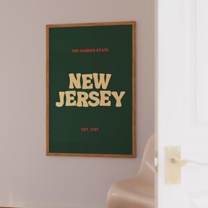 New Jersey Typography Art Print | the Garden State Green Wall Art ...