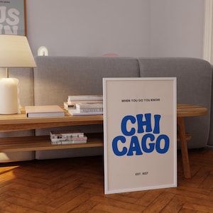 Chicago Typography Art Print | Chi-town Blue Wall Art | Chicago ...