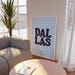 Dallas Typography Art Print | Dallas Texas Wall Art Blue | Texas City ...