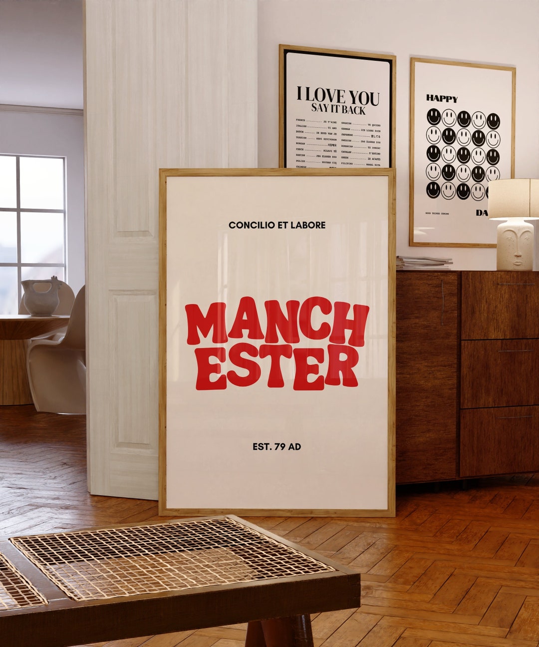 Manchester Typography Art Print | Manchester Red Printable Poster ...