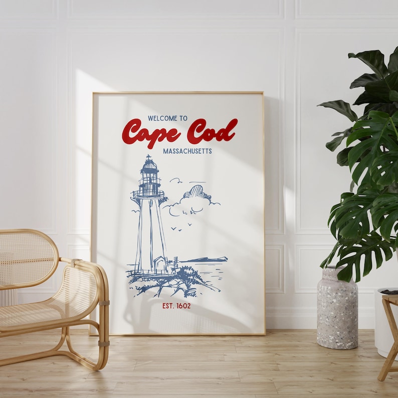 Cape Cod Lighthouse Art Print | Coastal Nautical Wall Art (digital ...