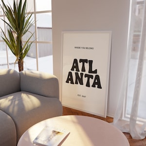 Atlanta Typography Art Print | ATL Georgia Black Wall Art | Apartment ...