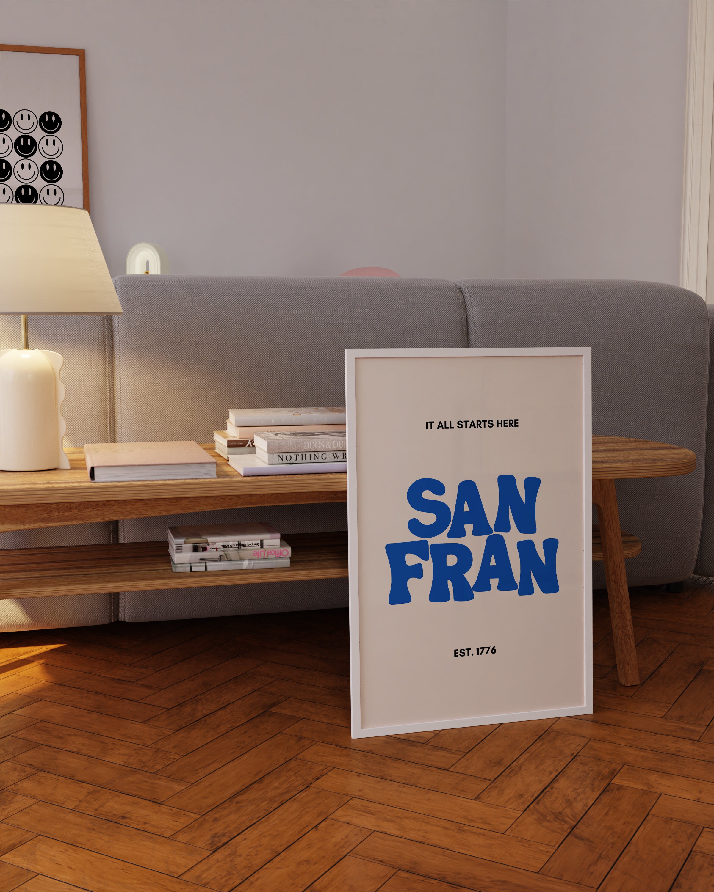 San Francisco Typography Art Print | Blue San Fran Decor (digital ...