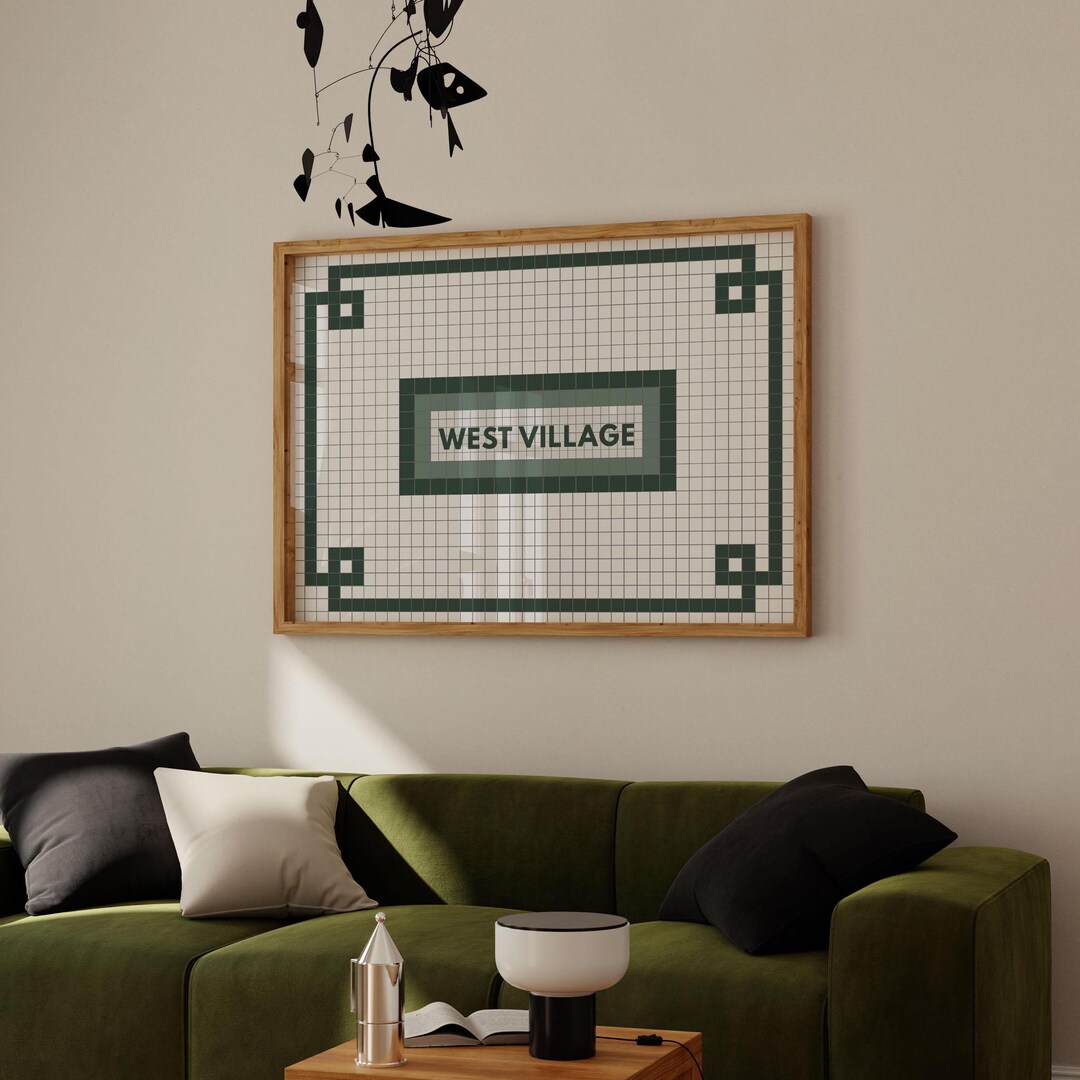 Vintage New York Subway Tile Print | NYC West Village Retro Wall Art ...