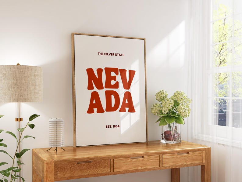 Nevada Art Poster | Retro Las Vegas Print (digital Download) - Etsy