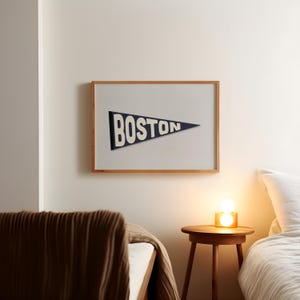 Vintage Boston Pennant Print | Boston Flag Wall Art | Massachusetts ...
