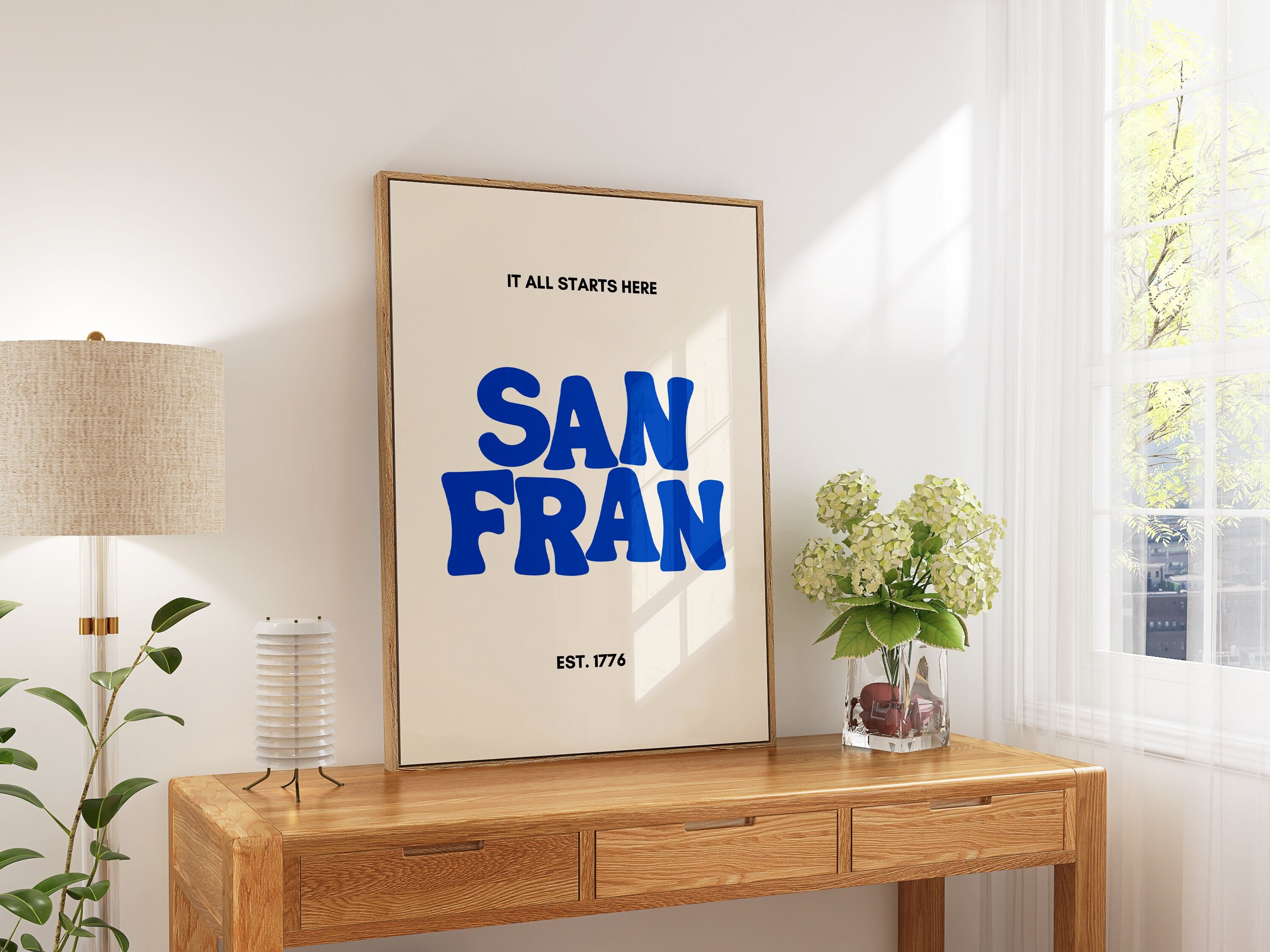 San Francisco Typography Art Print | Blue San Fran Decor (digital ...