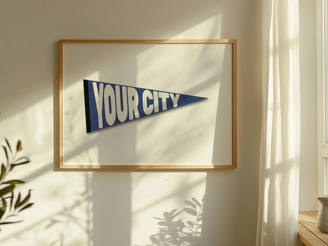 Custom City Pennant Print Personalized Vintage Flag Art Apartment Gift ...