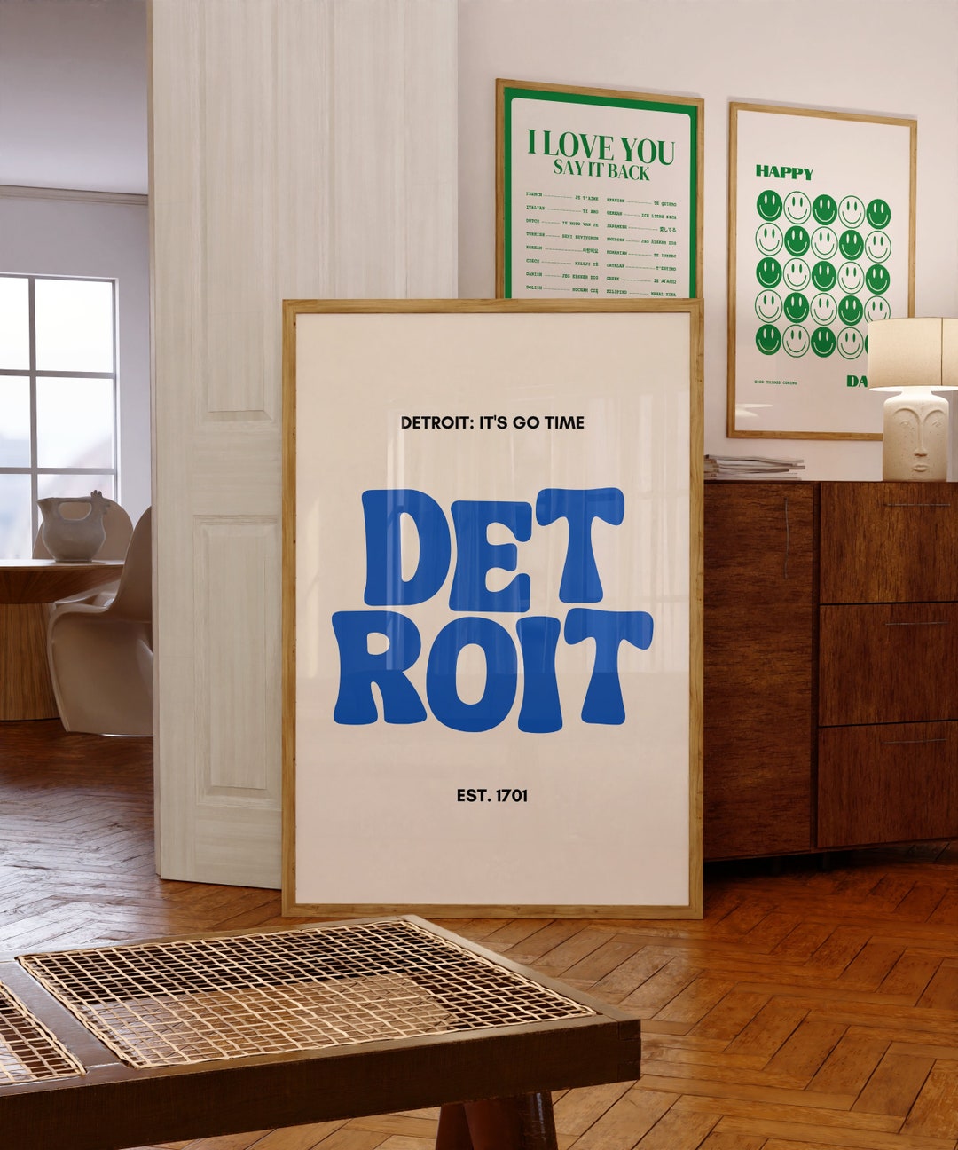 Detroit Typography Art Print | Michigan Detroit Blue Wall Art | Detroit ...