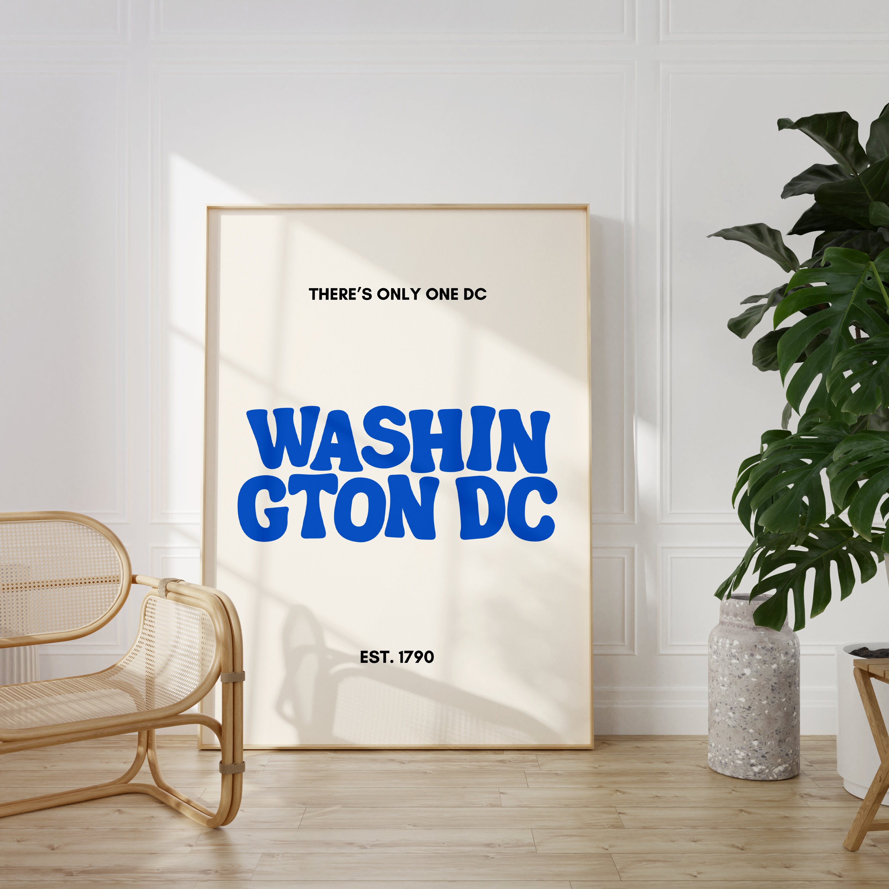 Washington DC Typography Art Print | D.C. Wall Art Blue | District of ...