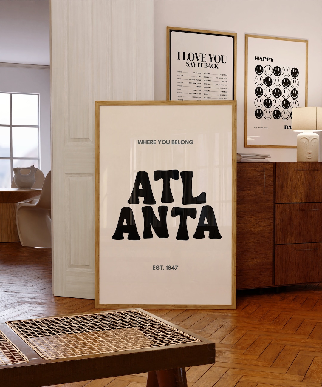 Atlanta Typography Art Print | ATL Georgia Black Wall Art | Apartment ...