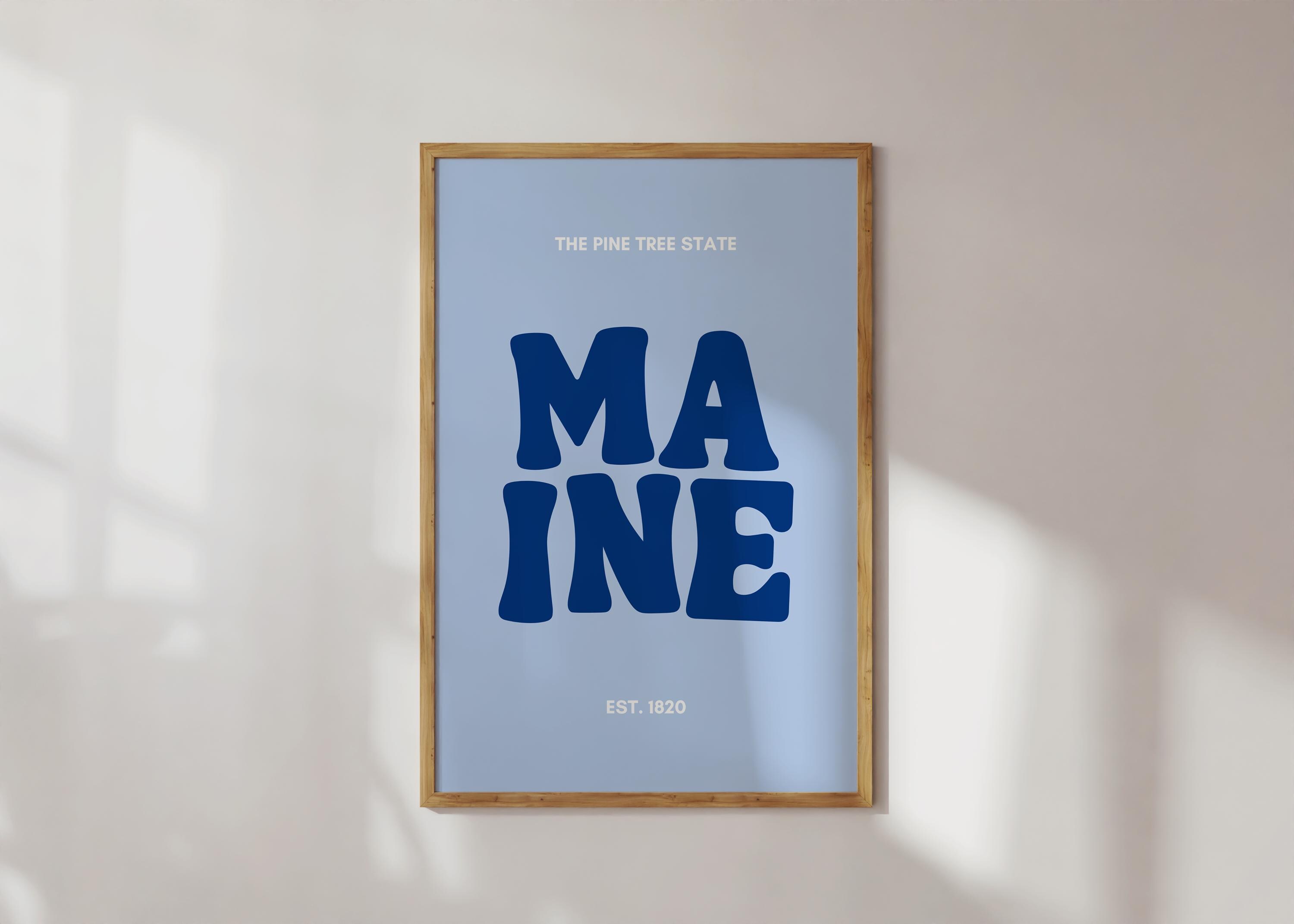 Maine Art Poster | the Pine Tree State Print | East Coast Art| Digital ...