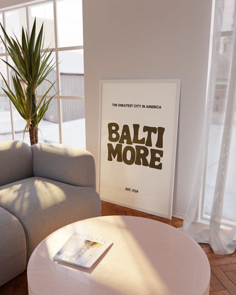Baltimore Typography Art Print | Green Maryland City Wall Decor ...