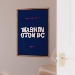 Washington DC Typography Print | Blue Wall Art | Digital Download - Etsy
