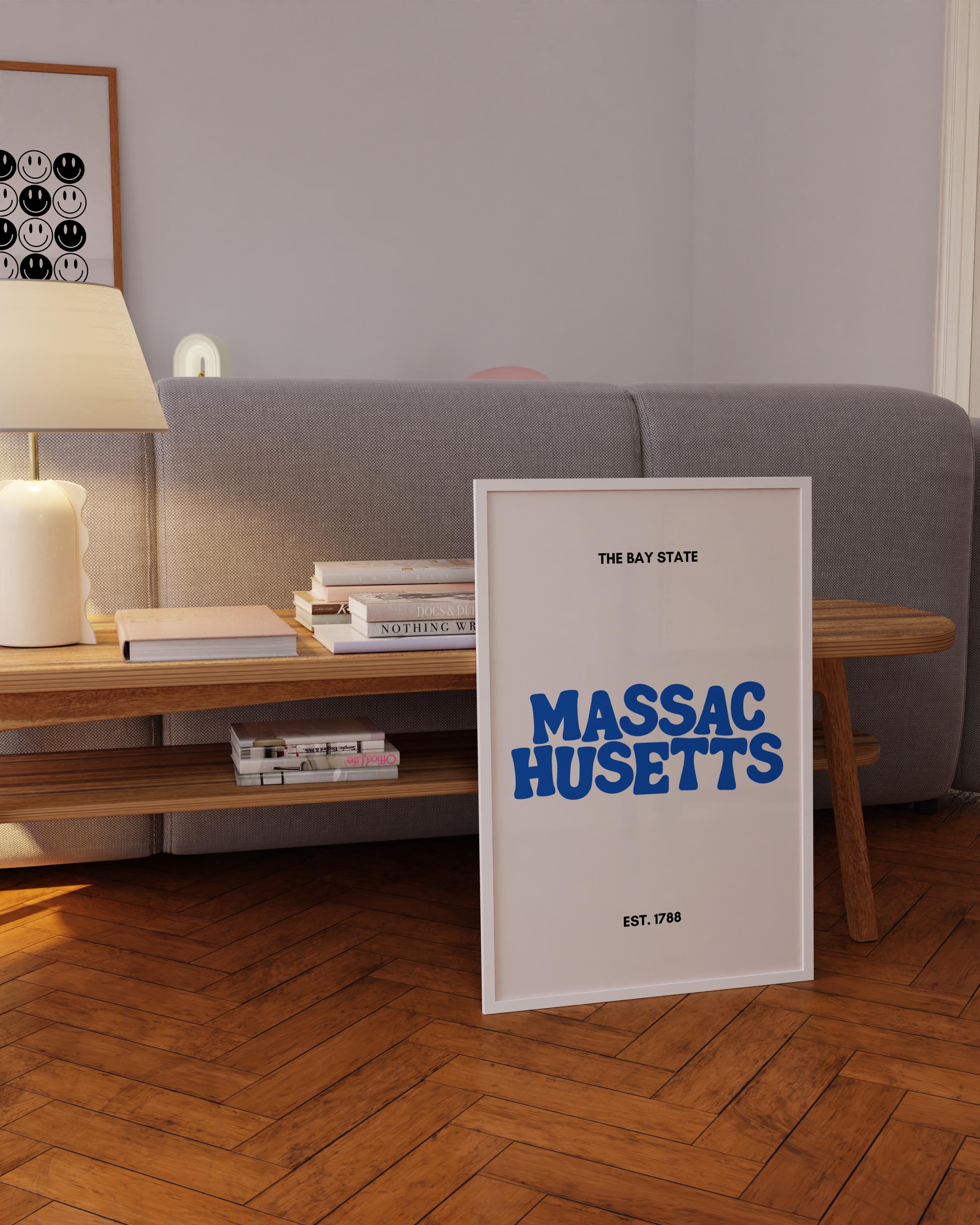 Massachusetts Typography Art Print | Boston Wall Art | the Bay State ...