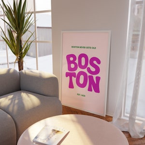 Boston Typography Art Print | Boston Wall Art Purple | Massachusetts ...