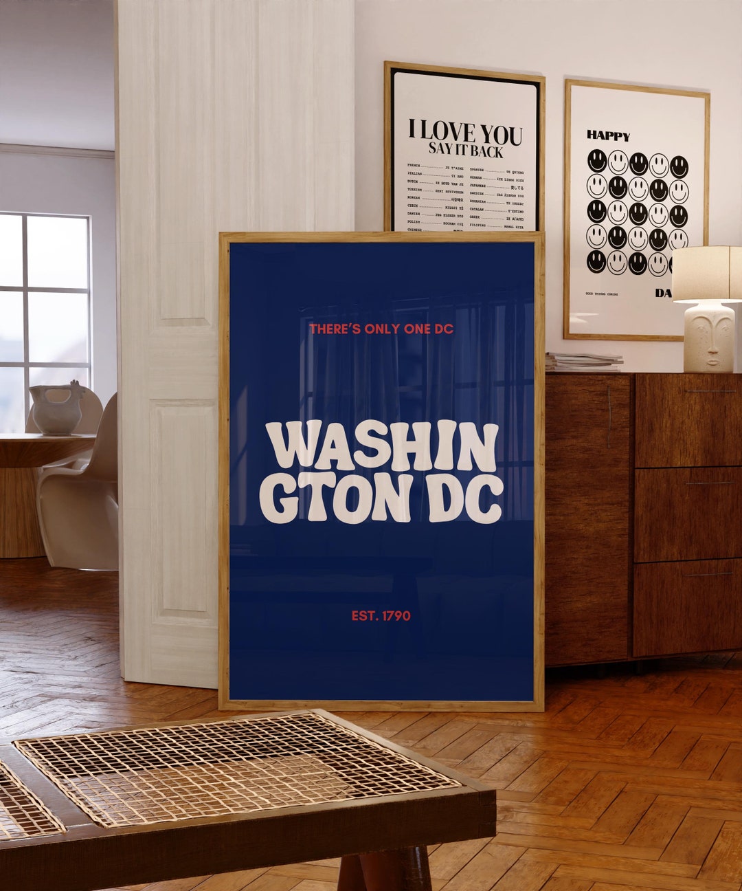 Washington DC Typography Print | Blue Wall Art | Digital Download - Etsy