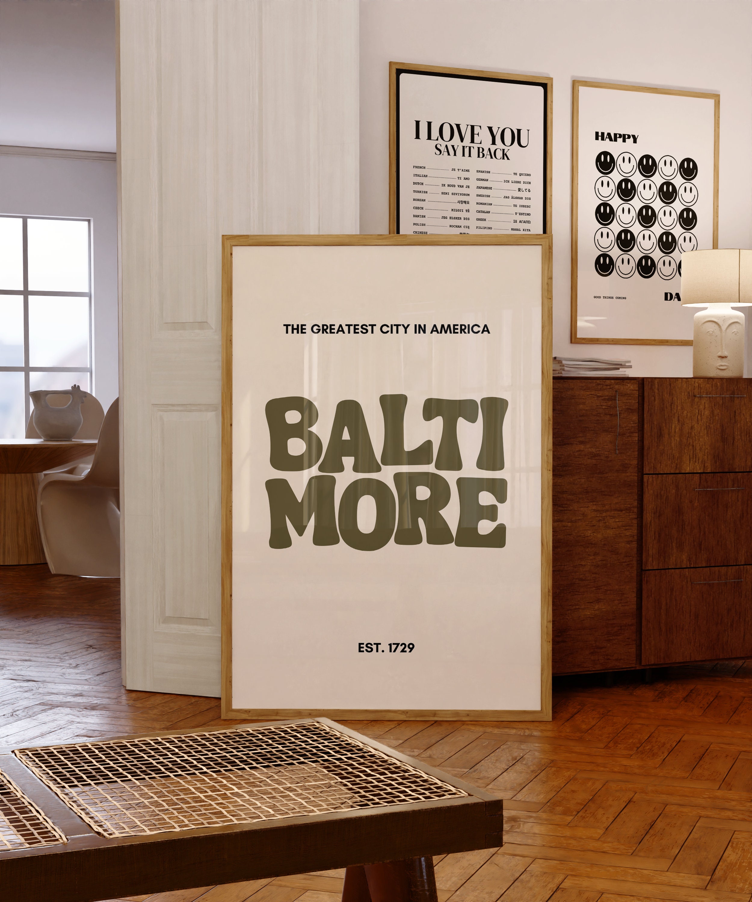 Baltimore Typography Art Print | Baltimore Wall Art Green | Maryland ...