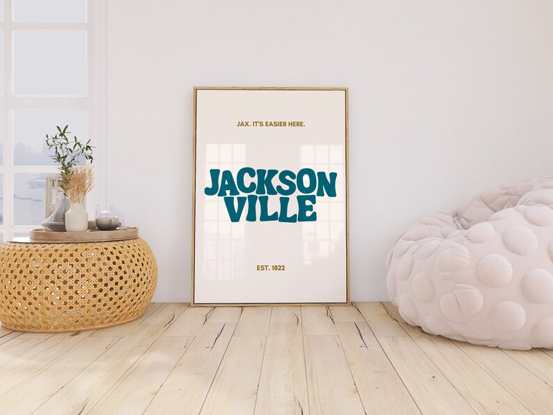 Jacksonville Florida Typography Art Print | Modern City Wall Art ...