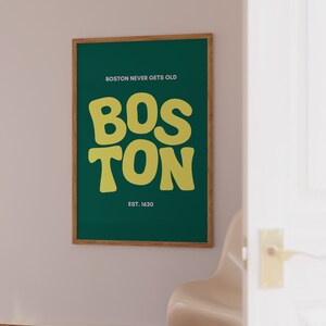 Boston Typography Art Print | Green Massachusetts City Wall Art ...