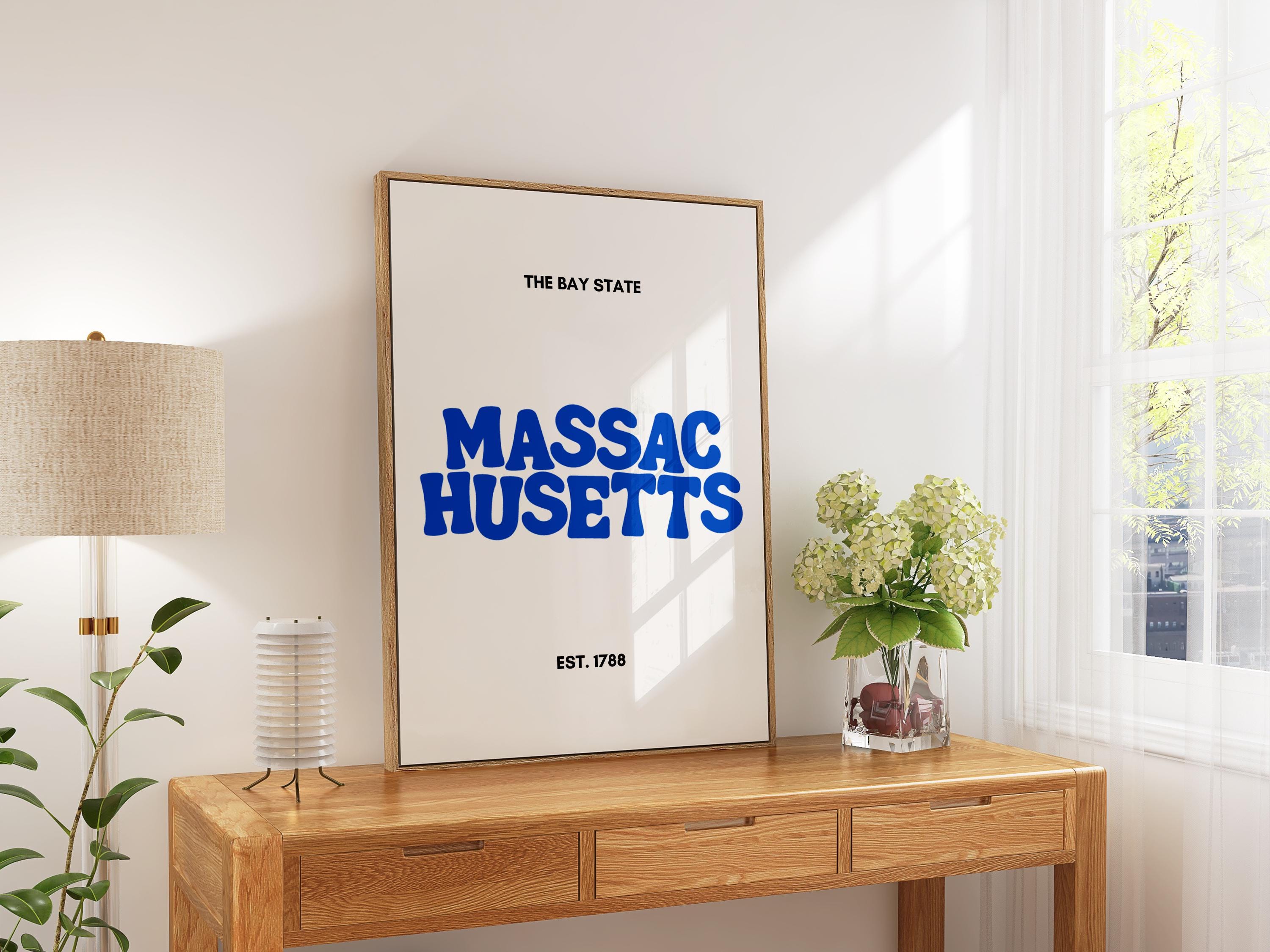 Massachusetts Typography Art Print | Boston Wall Art | the Bay State ...