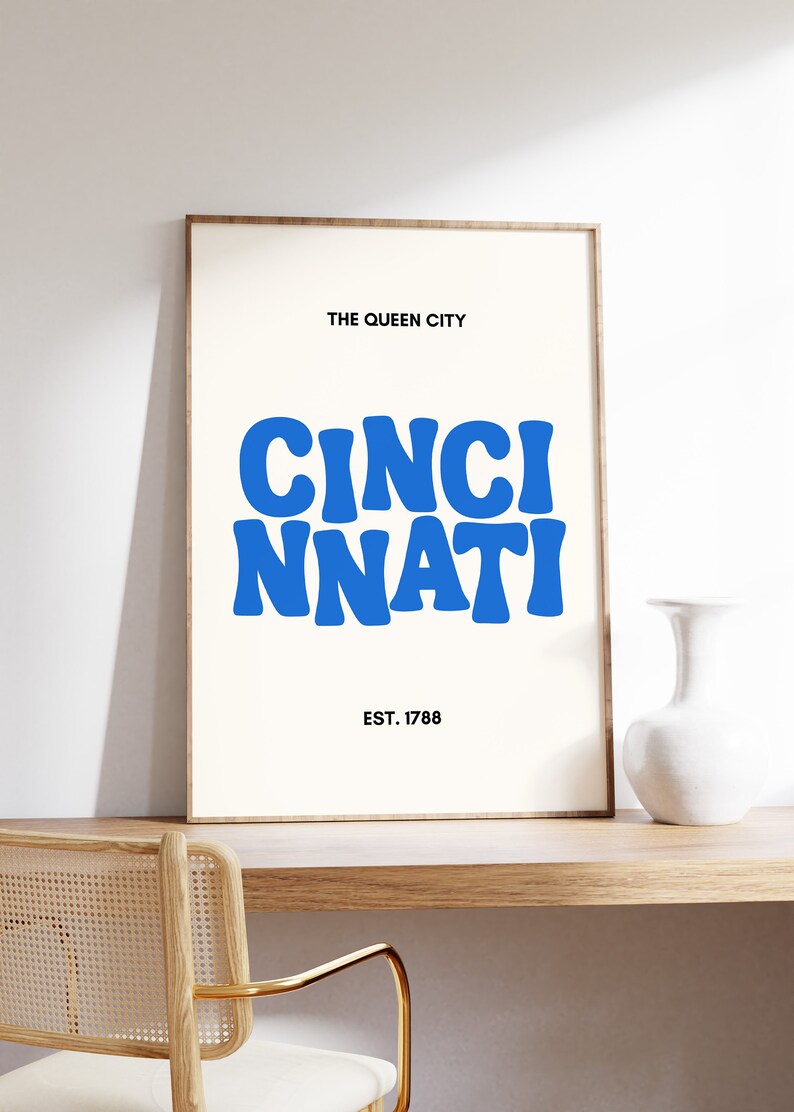 Cincinnati Typography Print | Modern Ohio Wall Art (digital Download ...