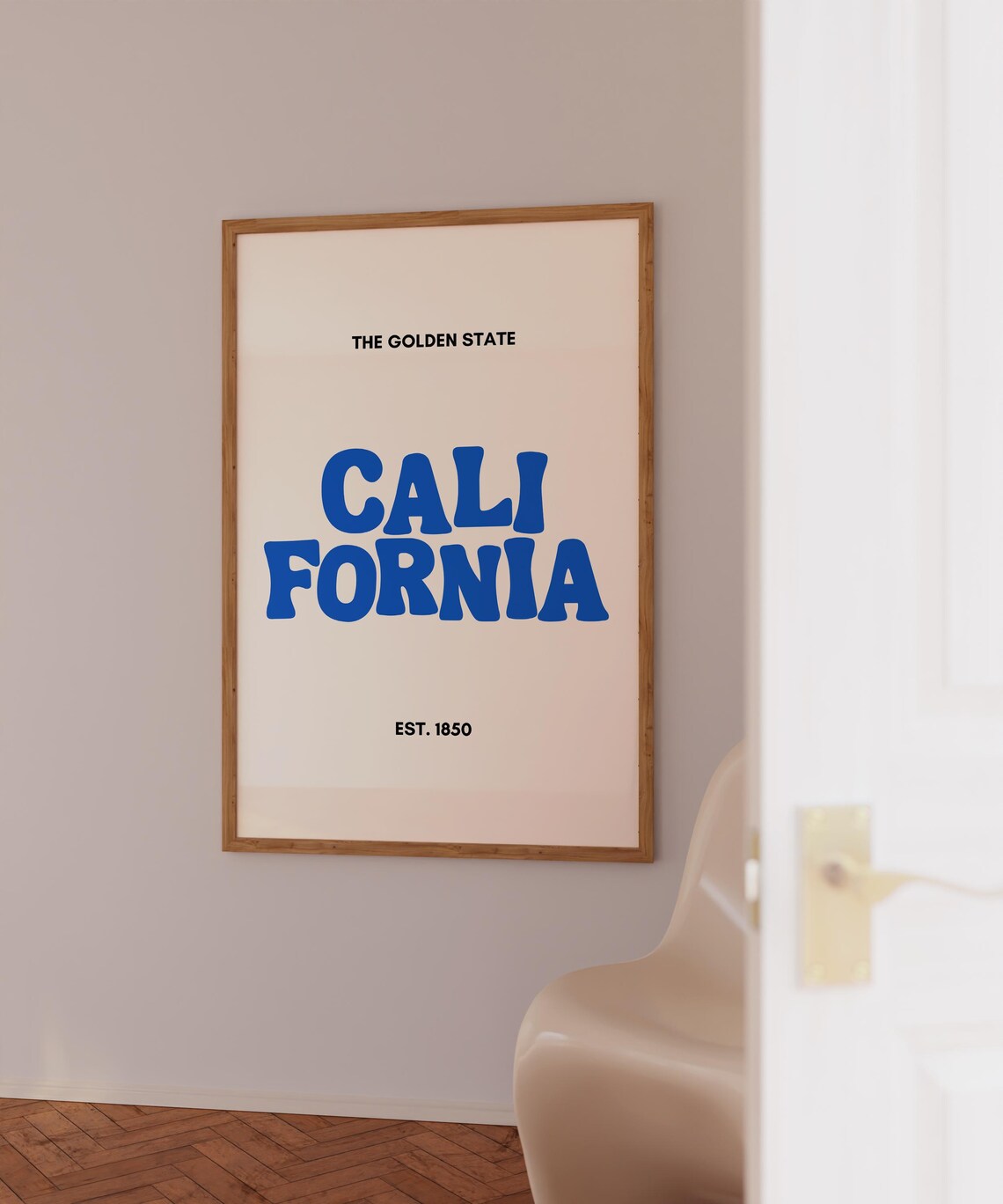 California Typography Art Print | the Golden State Blue Wall Art ...