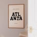 Atlanta Typography Art Print | ATL Georgia Black Wall Art | Apartment ...