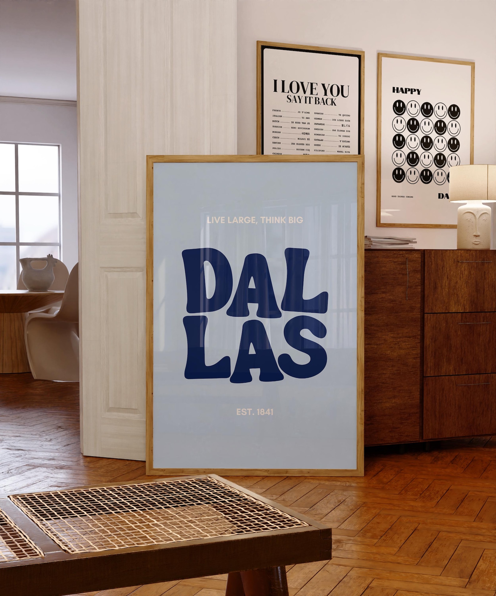 Dallas Texas Typography Art Print | Blue City Wall Decor (digital ...