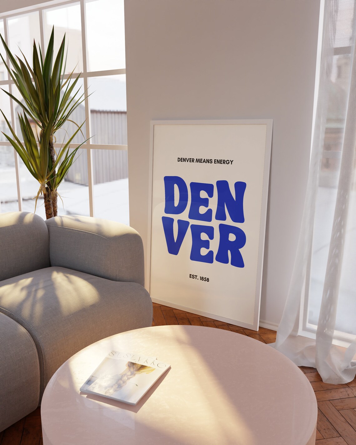 Denver Typography Art Print | Blue Colorado Wall Decor (digital ...