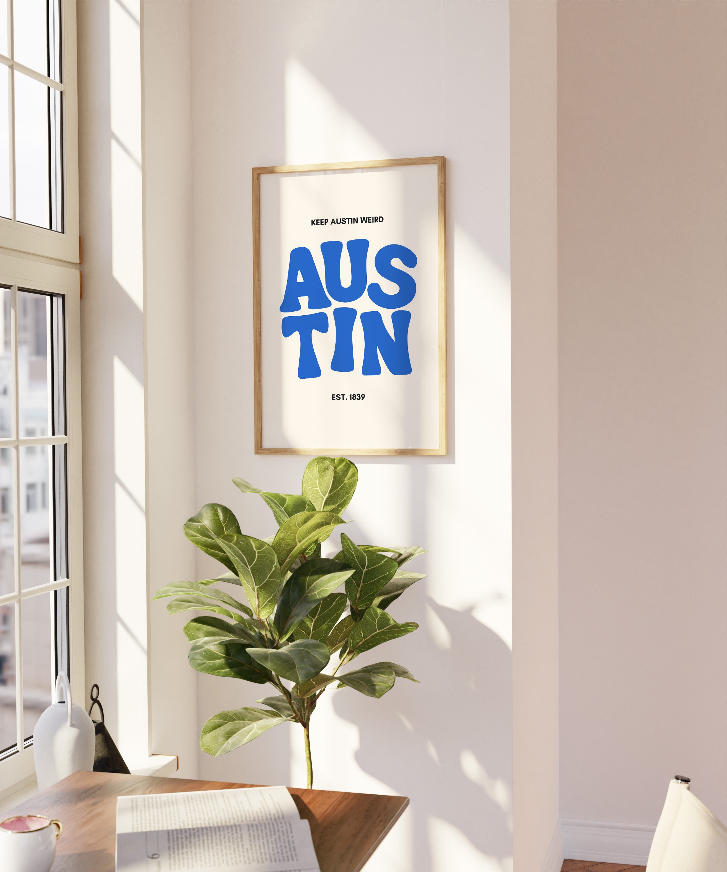 Austin Typography Art Print Austin Texas Wall Art Blue Austin Texas ...