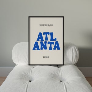 Atlanta Typography Art Print | ATL Georgia Blue Wall Art | Apartment ...