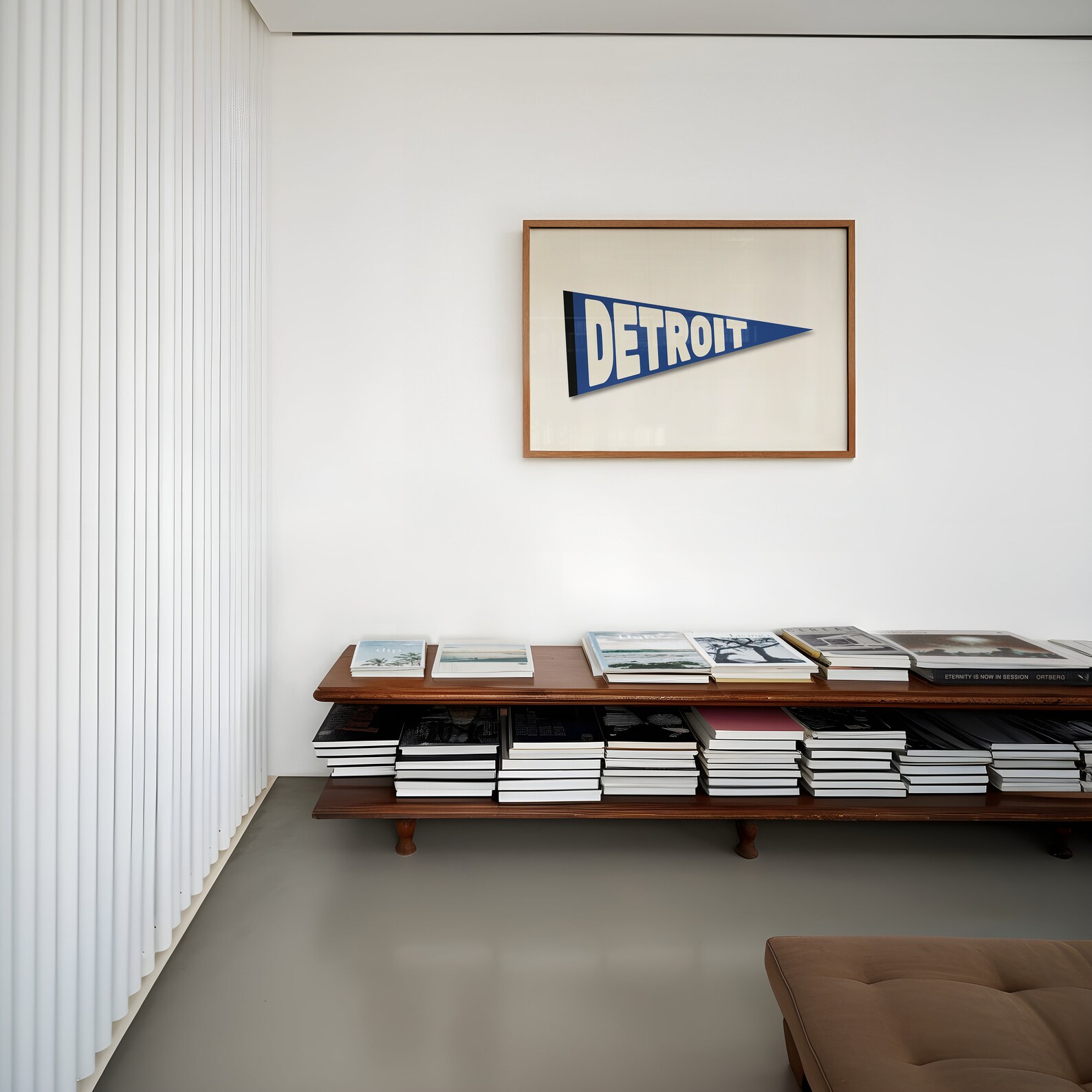 Vintage Detroit Pennant Print | Detroit Flag Blue Wall Art | Michigan ...