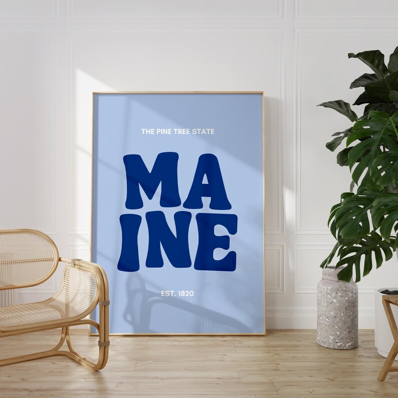 Maine Art Poster | the Pine Tree State Print | East Coast Art| Digital ...