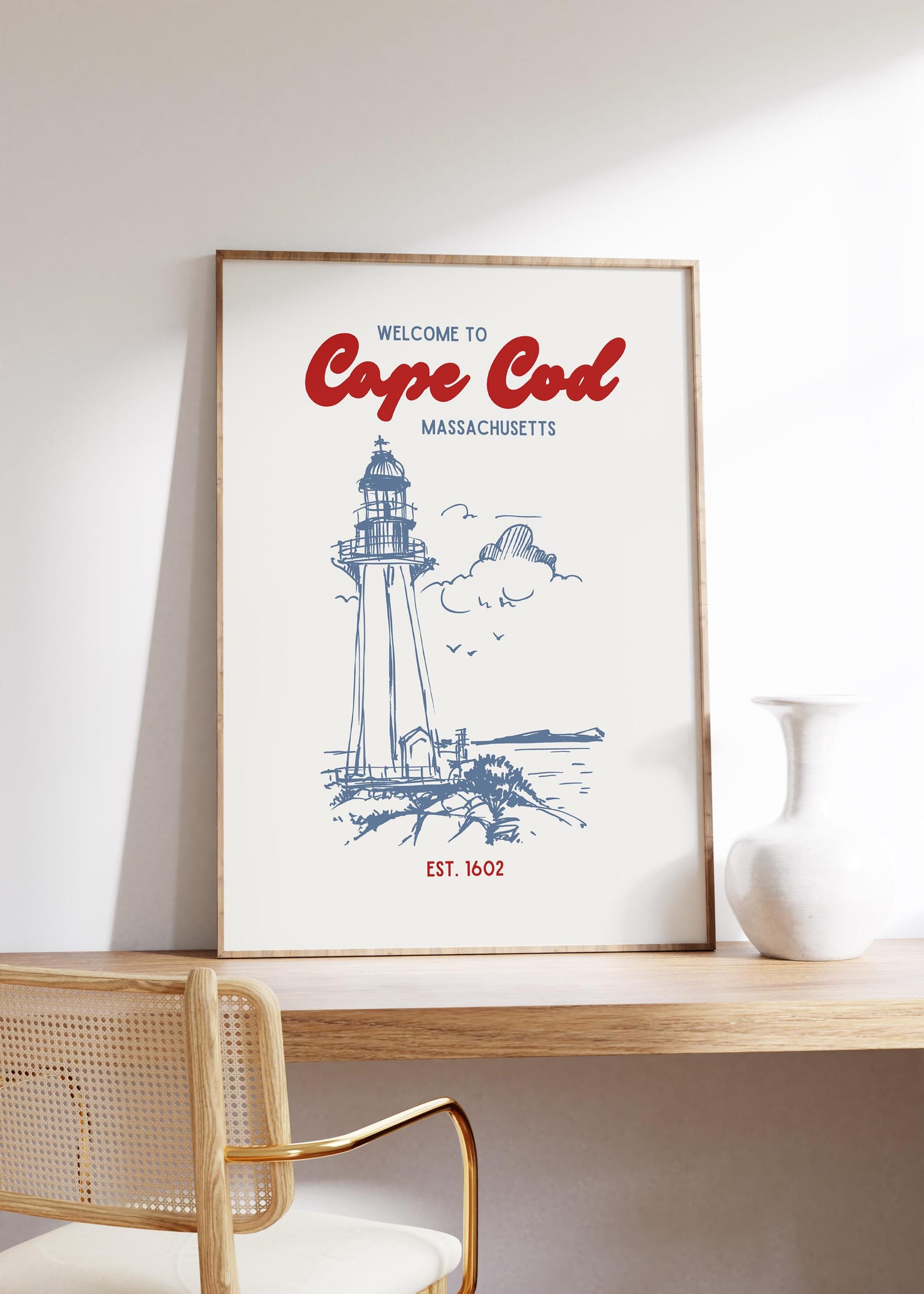 Cape Cod Lighthouse Art Print | Coastal Nautical Wall Art (digital ...